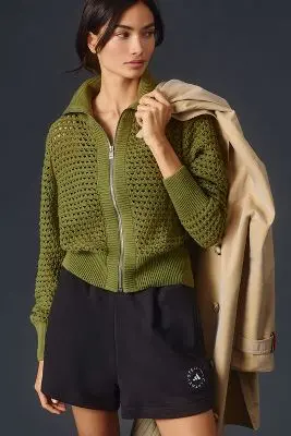 Varley Eloise Zip Through Knit Jacket Green