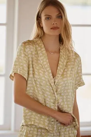 LYREBIRD Silky Pajama Shorts - Chartreuse