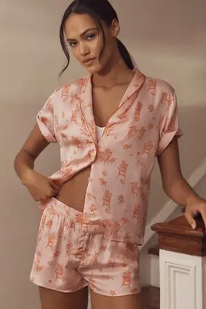 LYREBIRD Silky Pajama Shorts Orange