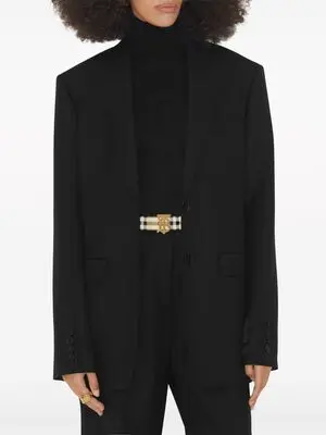 Burberry Check And Leather Tb Belt - Brown