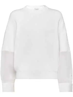 Brunello Cucinelli Sheer-panel Cotton Jumper