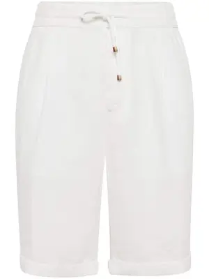 Brunello Cucinelli Drawstring Linen Bermuda Shorts - White