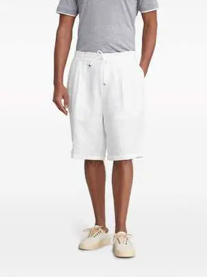 Brunello Cucinelli Drawstring Linen Bermuda Shorts - White
