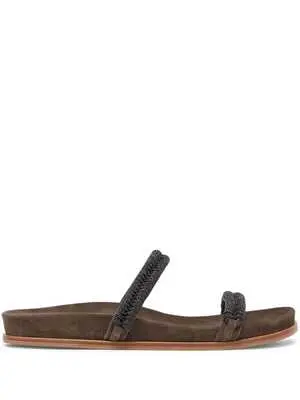 Brunello Cucinelli Beaded Suede Sandals