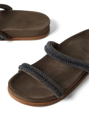 Brunello Cucinelli Beaded Suede Sandals