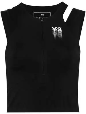 Y3 Logo-print Cropped Performance Top - Black