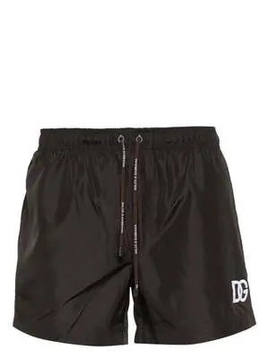 Dolce & Gabbana Logo-appliqué Swim Shorts - Brown