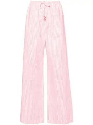FORTE_FORTE Gingham-check Wide-leg Trousers