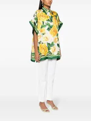 Dolce & Gabbana Rose-print Silk Shirt