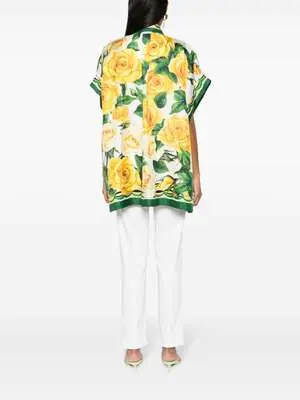 Dolce & Gabbana Rose-print Silk Shirt