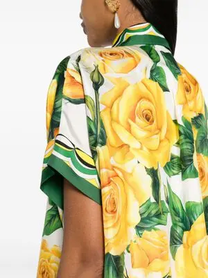 Dolce & Gabbana Rose-print Silk Shirt