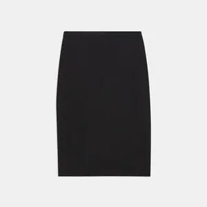 Theory Slim Pencil Stretch Wool Skirt - Black