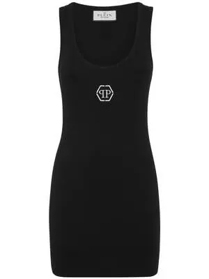 Philipp Plein Logo-embroidered Tank Dress - Black