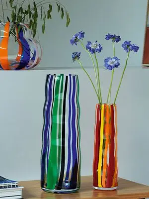 LSA INTERNATIONAL Folk Striped Glass Vase