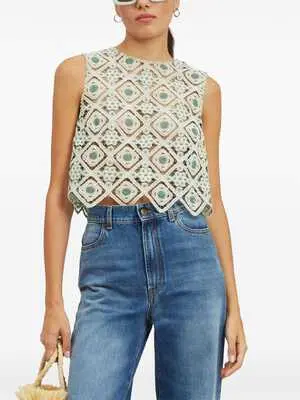 La DoubleJ Aria Macramé Cropped Blouse