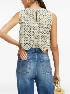 La DoubleJ Aria Macramé Cropped Blouse