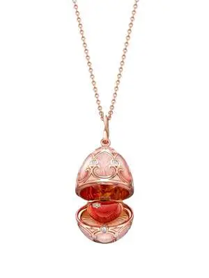 Faberge 18kt Rose Gold Heritage Diamond Surprise Locket Necklace - Pink