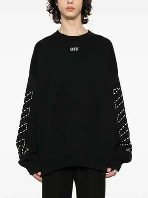 Off-White Diag-stripe Embroidered Jumper - Black