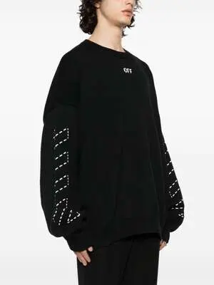 Off-White Diag-stripe Embroidered Jumper - Black