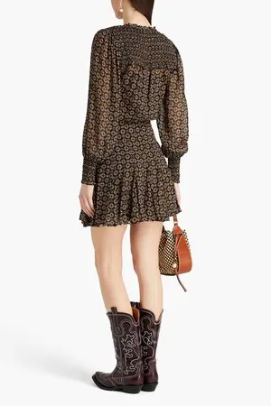 Veronica Beard Sacchi Printed Chiffon Mini Dress