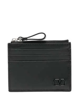 Valentino Garavani Vlogo Signature Leather Cardholder - Black