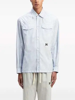 Palm Angels Monogram Striped Cotton Shirt