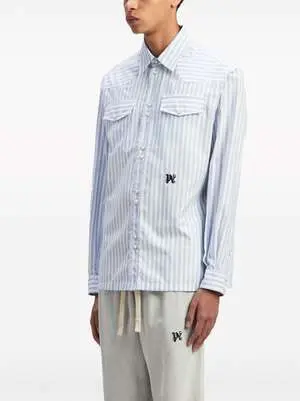 Palm Angels Monogram Striped Cotton Shirt