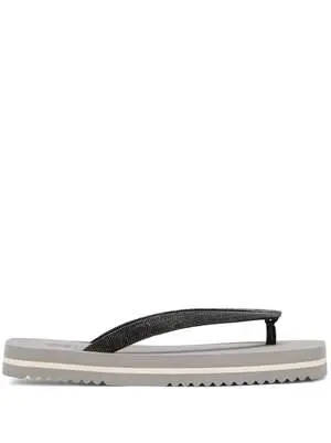 Brunello Cucinelli Monili Embellished Flip Flops - Black