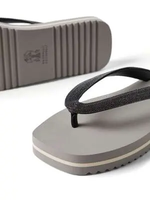 Brunello Cucinelli Monili Embellished Flip Flops - Black