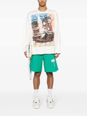Palm Angels Palm Cotton Track Shorts - Green