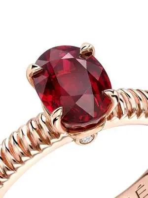 Faberge 18kt Rose Ruby Fluted Ring
