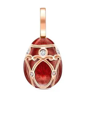 Faberge 18kt Rose Gold Heritage Egg Diamond Charm - Red