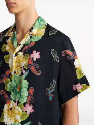 Etro Floral-print Cotton Shirt - Black