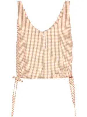 FORTE_FORTE Checked Cropped Top