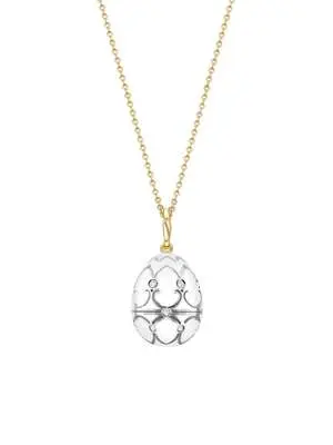Faberge 18kt Gold Heritage Seal Pup Surprise Diamond Locket Necklace - White