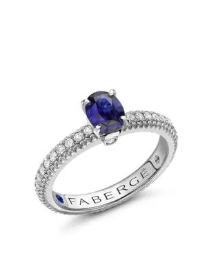 Faberge 18kt White Gold Sapphire And Diamond Ring - Blue