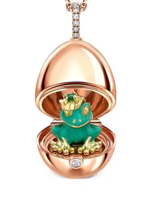 Faberge 18kt Rose Gold Essence Frog Surprise Diamond Locket Necklace