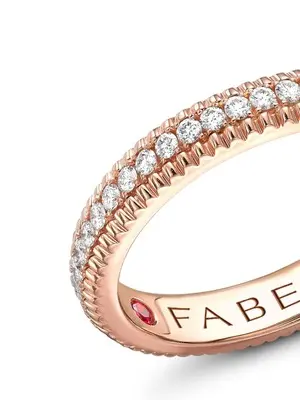 Faberge 18kt Rose Diamond And Ruby Eternity Ring - Gold
