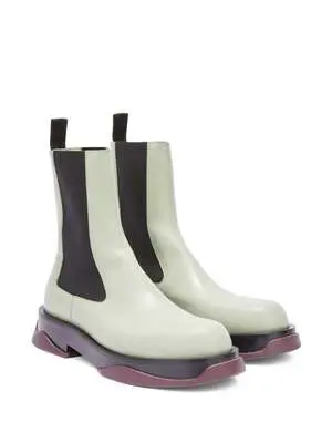 JIL SANDER Round-toe Leather Ankle Boots - Grey