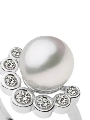 AUTORE MODA Brea Pearl And Diamond Ring - Silver