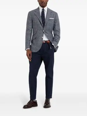 Brunello Cucinelli Tapered Cotton Trousers - Blue