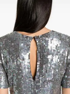 P.a.r.o.s.h Sequinned Mini Shirt Dress - Grey