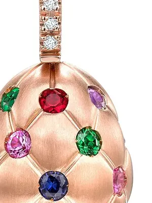 Faberge 18kt Rose Gold Treillage Egg Multi-stone Pendant