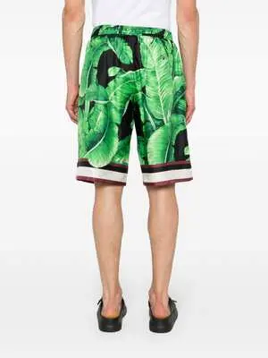 Dolce & Gabbana Leaves-print Silk Shorts