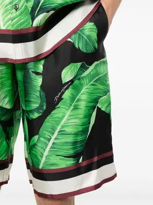 Dolce & Gabbana Leaves-print Silk Shorts
