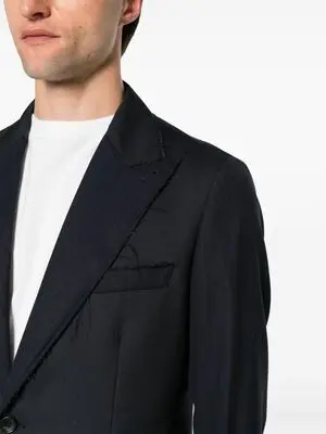 ERALDO Frayed Pinstriped Wool Blazer