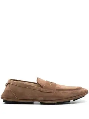 Dolce & Gabbana Logo-plaque Suede Loafers - Brown