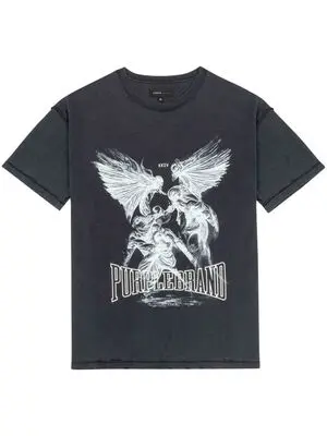 PURPLE BRAND Graphic-print Distressed-effect T-shirt - Black