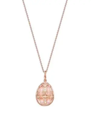 Faberge 18kt Rose Gold Diamond Heritage Petite Egg Necklace - Pink