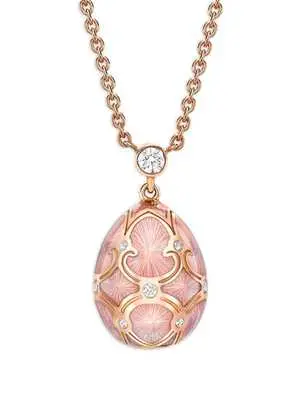 Faberge 18kt Rose Gold Diamond Heritage Petite Egg Necklace